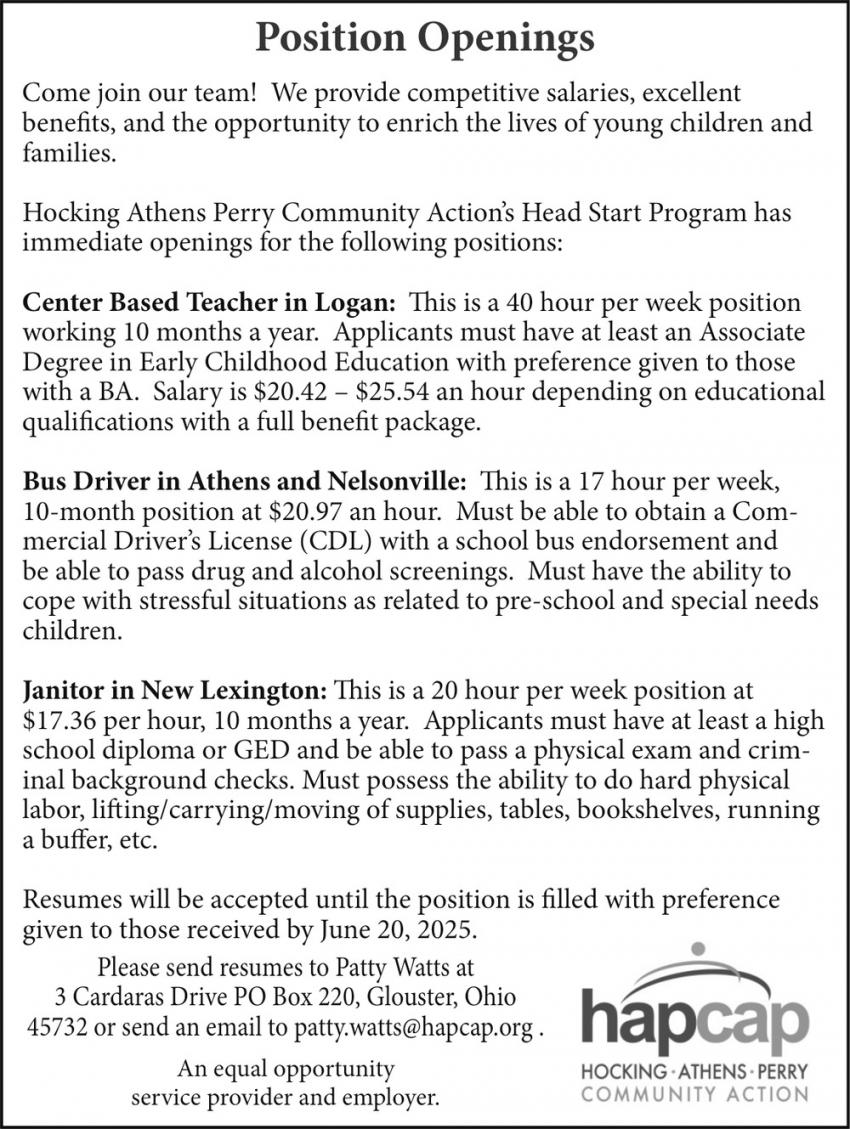 Bus Driver, Hapcap, Glouster, OH